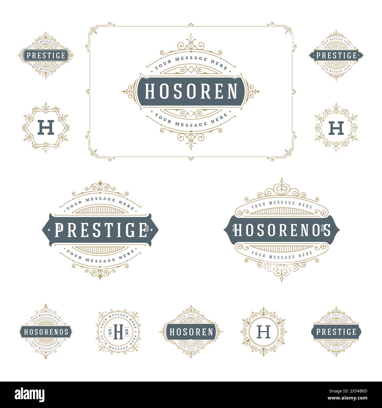 Set Luxury Logos template flourishes calligraphic elegant ornament ...