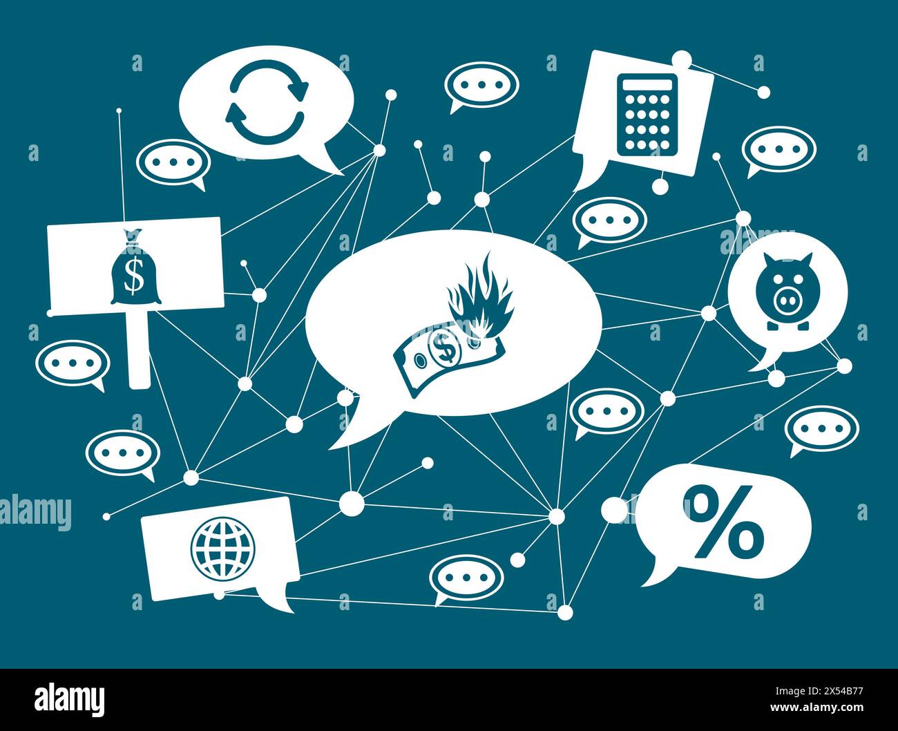 Concept of inflation with icons on speech bubbles Stock Photo - Alamy