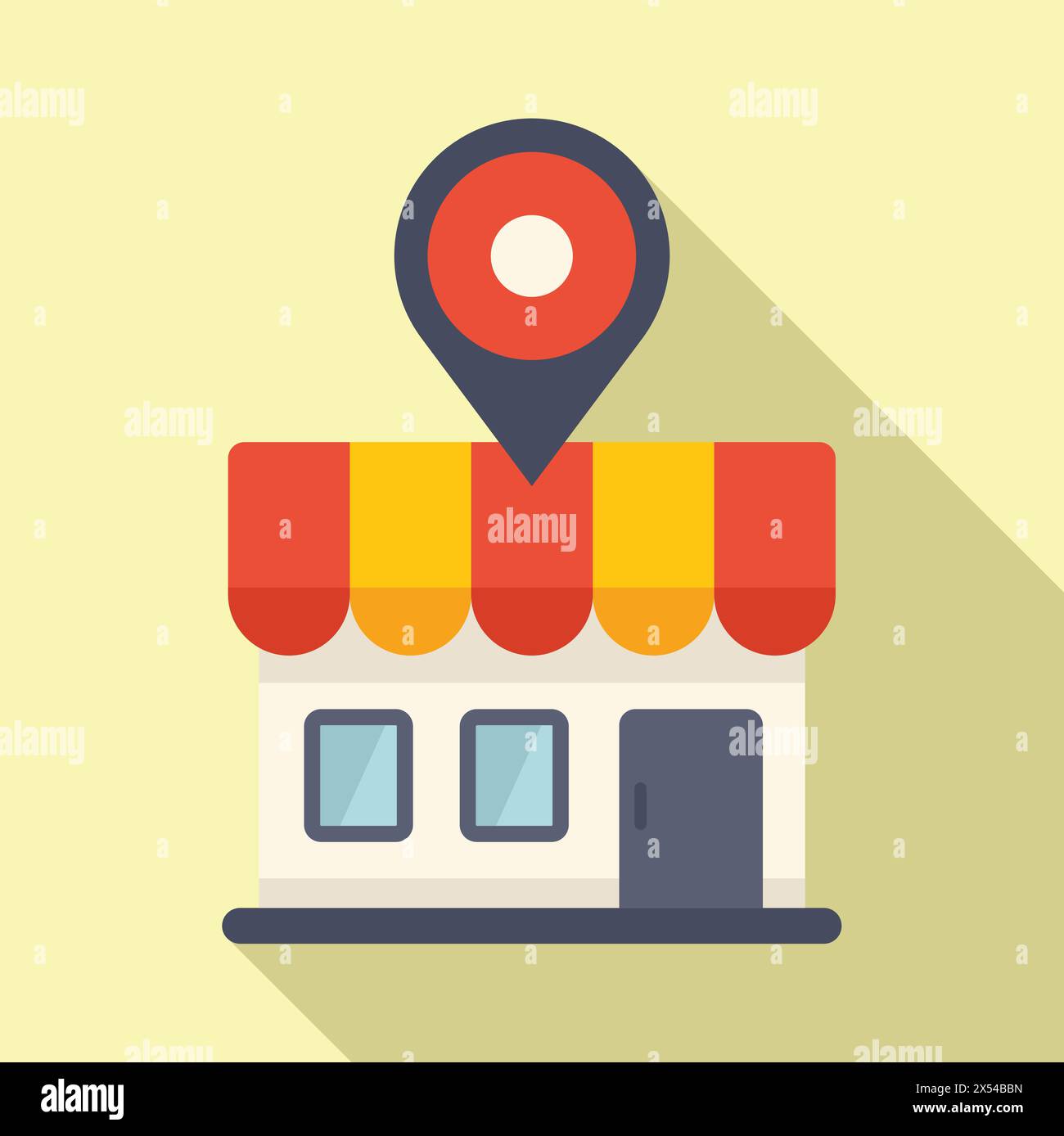 Market locator icon flat vector. Local front. Cart radius mall Stock ...