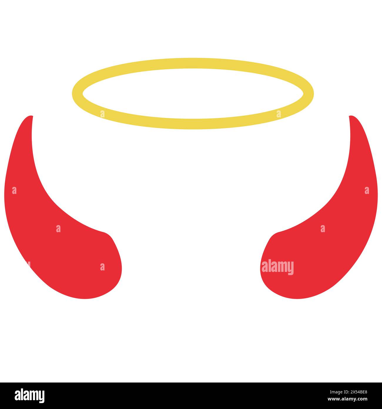 Angel halo and devil red horns. Angel and devil sign. Holy nimbus and ...