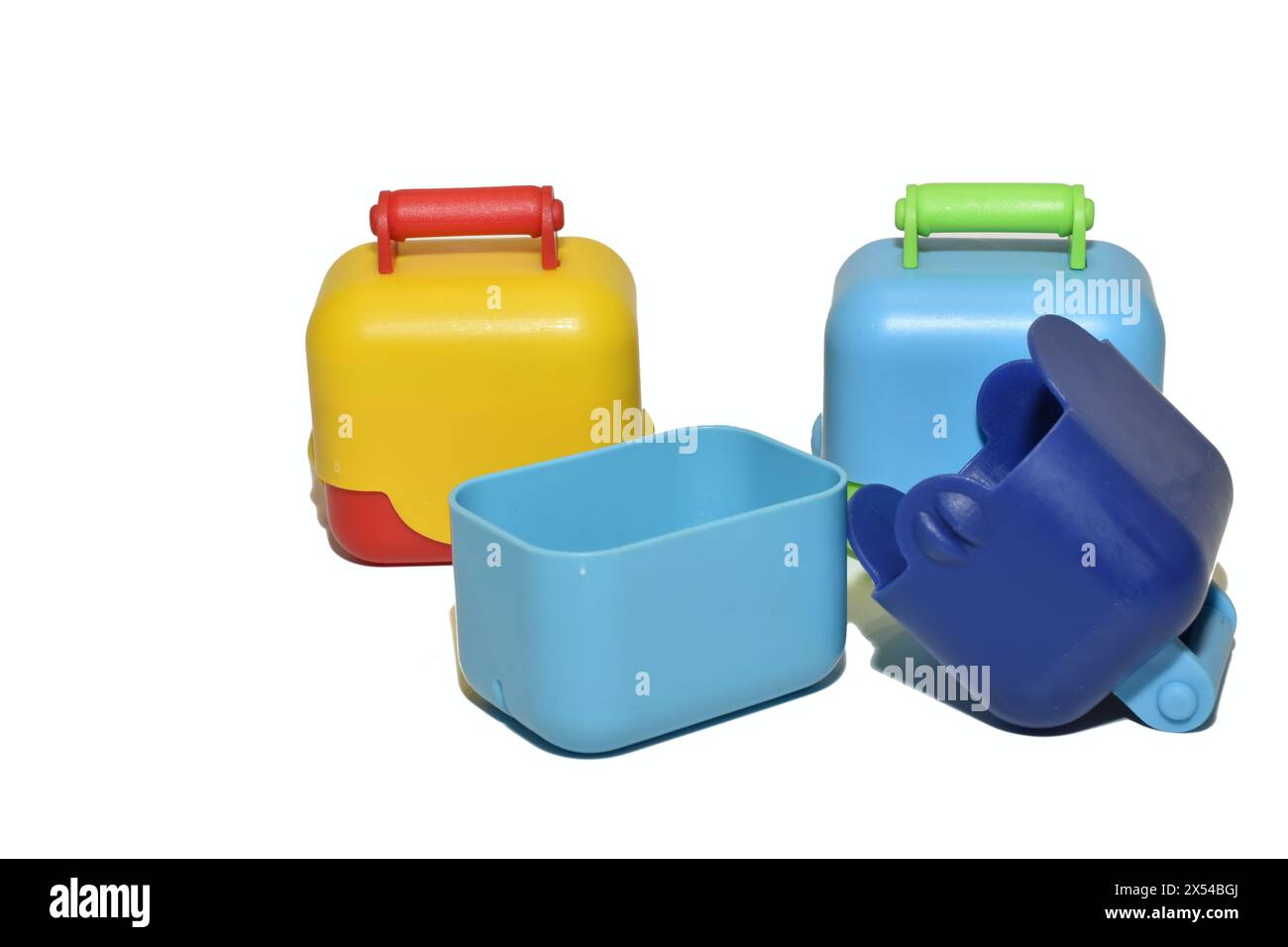 Children's toy chests made of plastic, painted in different bright ...