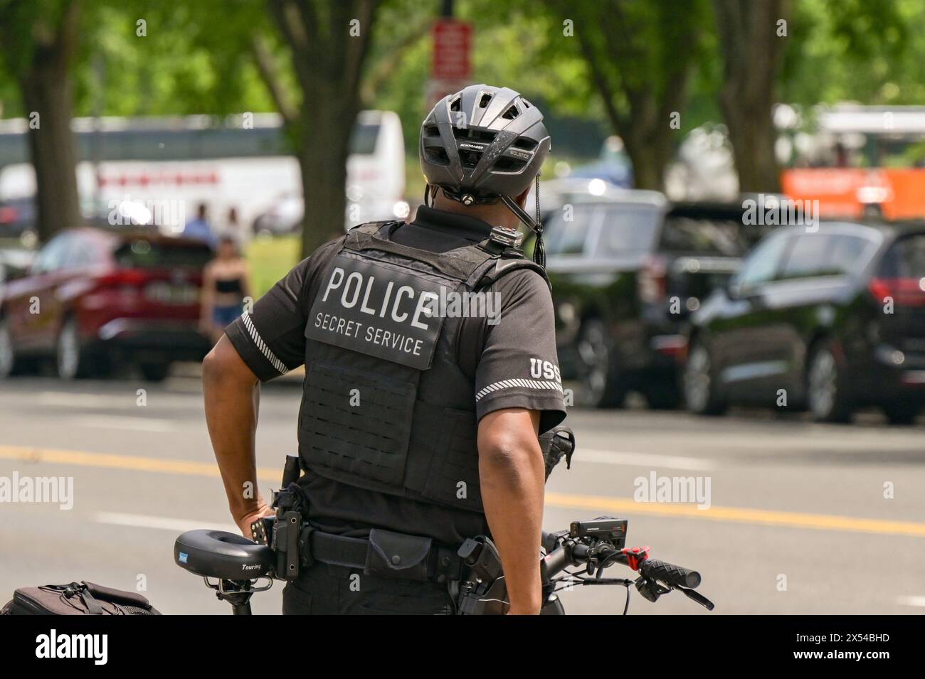 Washington DC, USA - 30 April 2024: Rear view of an officer of the ...