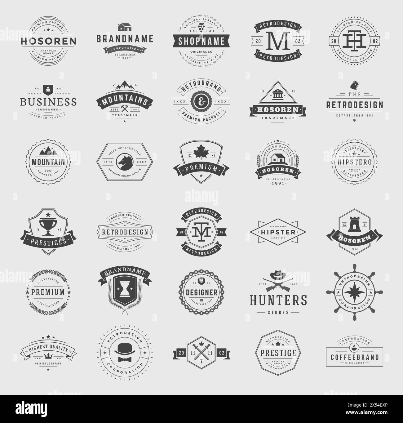 Retro Vintage Logotypes or insignias set. Vector design elements ...