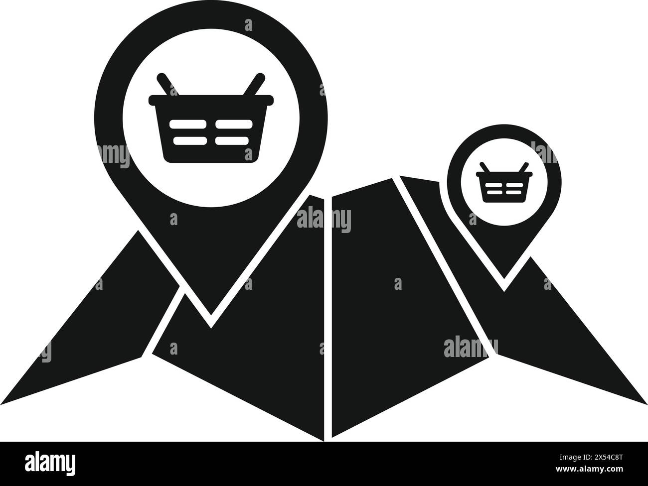 Location shop on map icon simple vector. Near find retail. Mall radius ...
