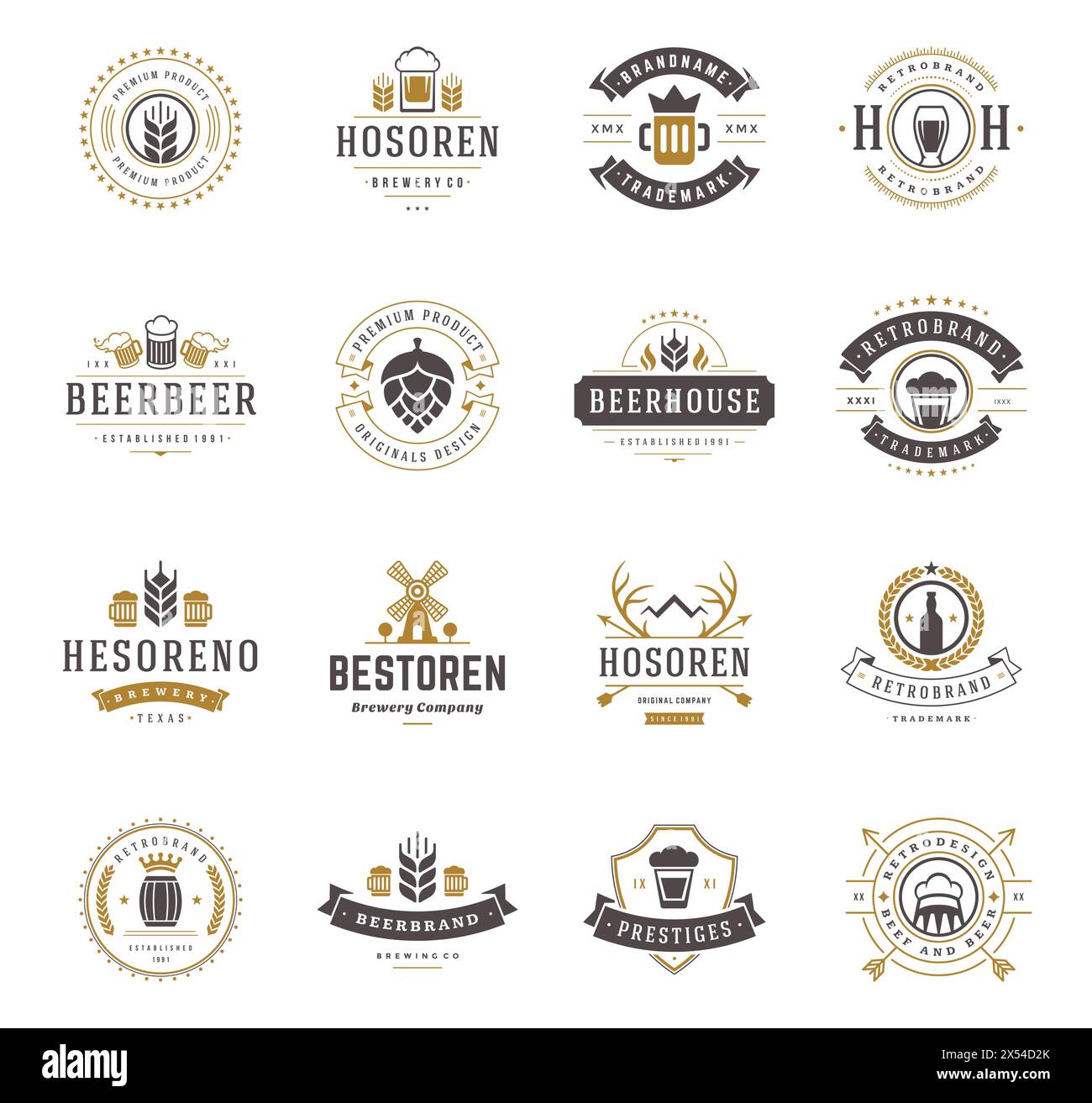 Set Beer Logos, Badges and Labels Vintage Style. Design elements retro ...