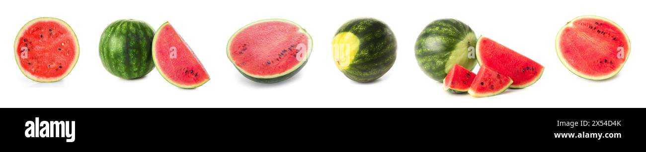Set of sweet watermelons on white background Stock Photo - Alamy