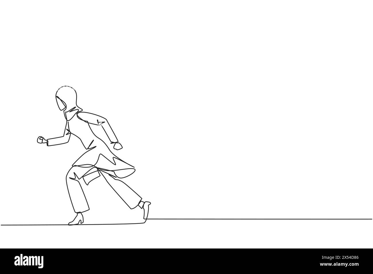 Single continuous line drawing young Arabian businesswoman doing light ...