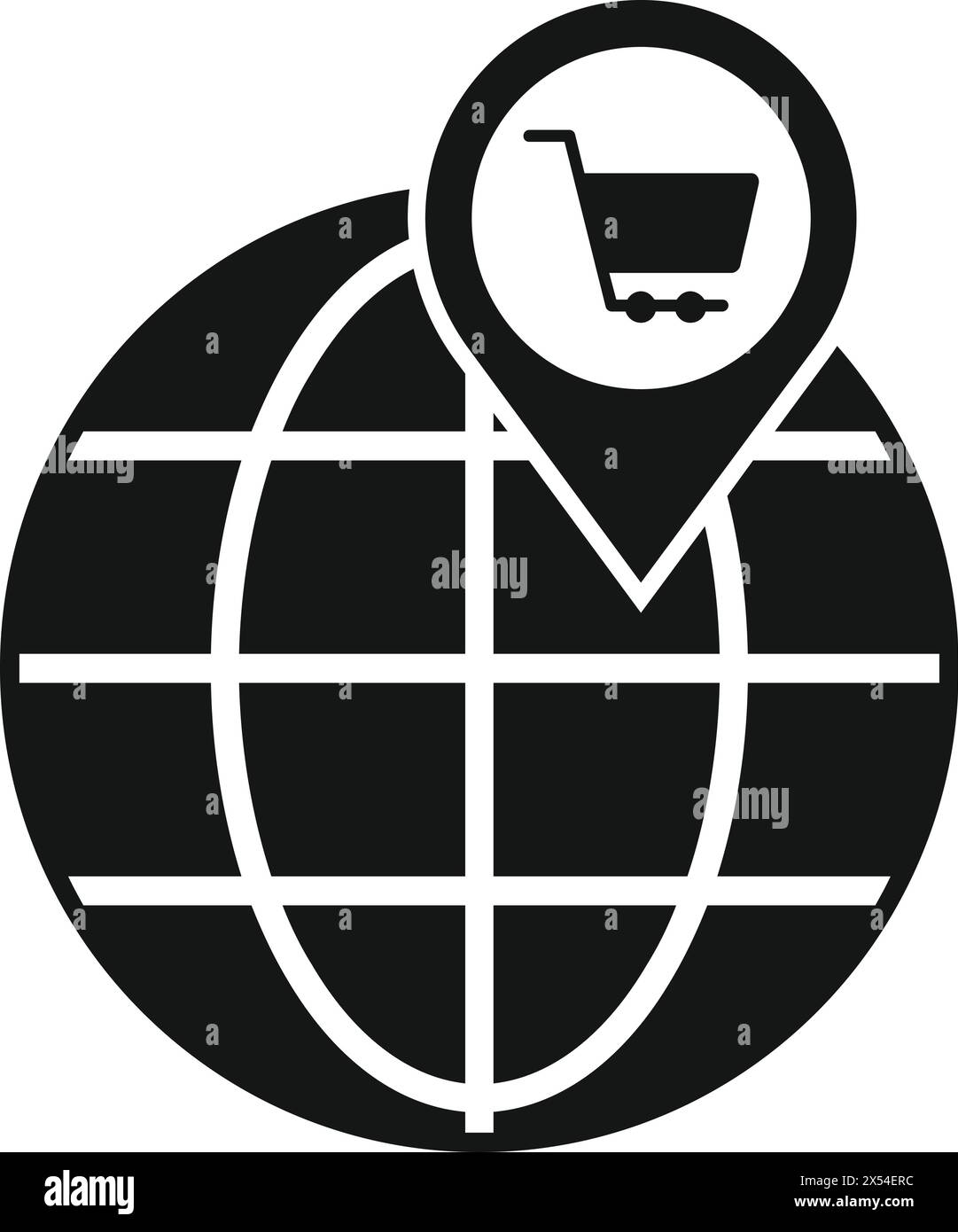 Global cart market icon simple vector. Service online shop. Mall store ...