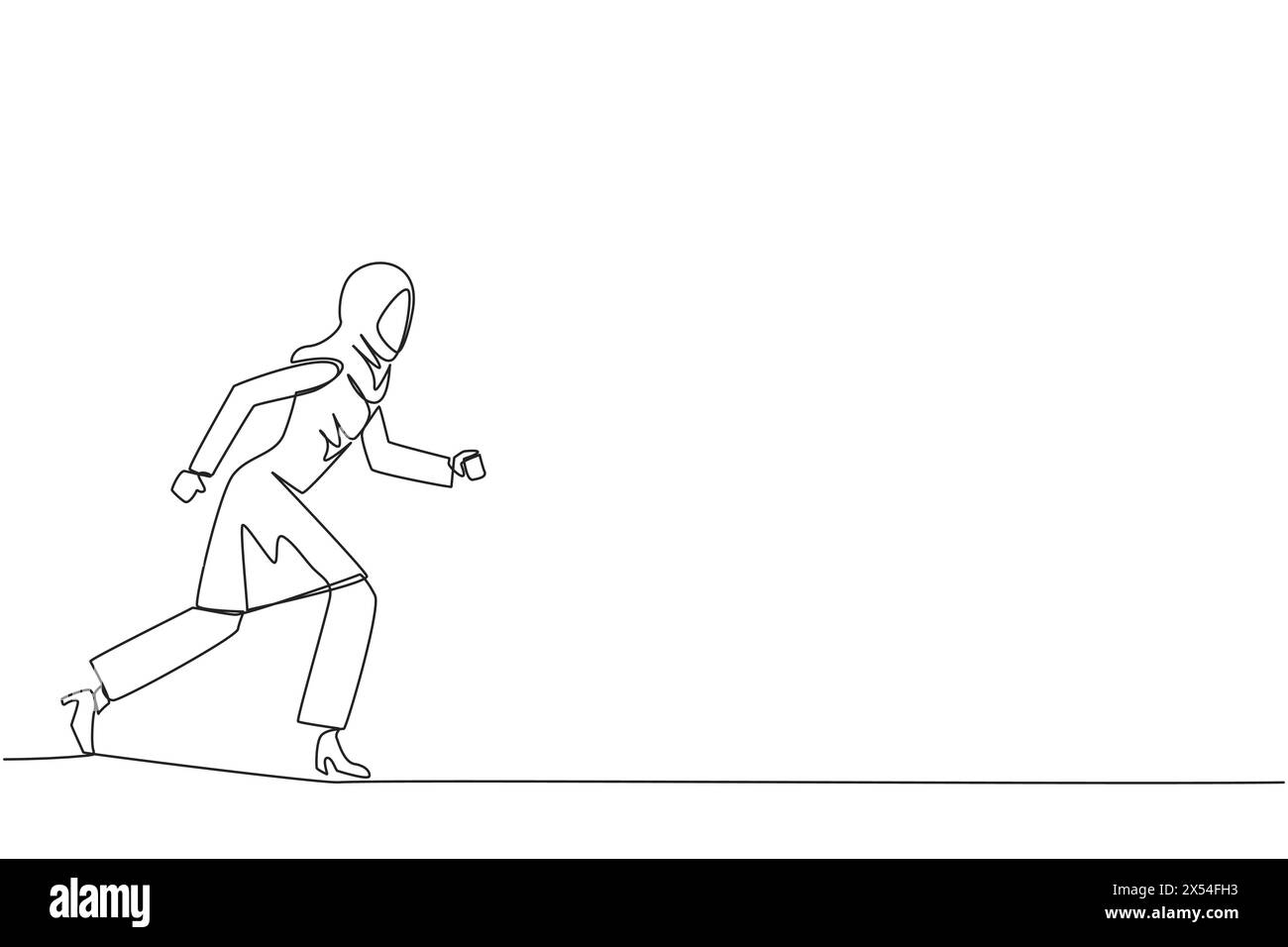 Single one line drawing Arabian businesswoman leisurely strolling ...