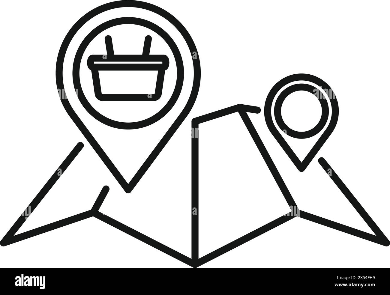 Location shop on map icon outline vector. Near find retail. Mall radius ...