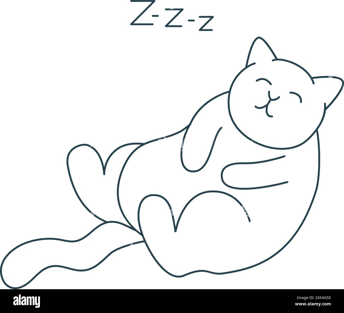 Fat sleeping cat hand drawn illustration Stock Vector Image & Art - Alamy