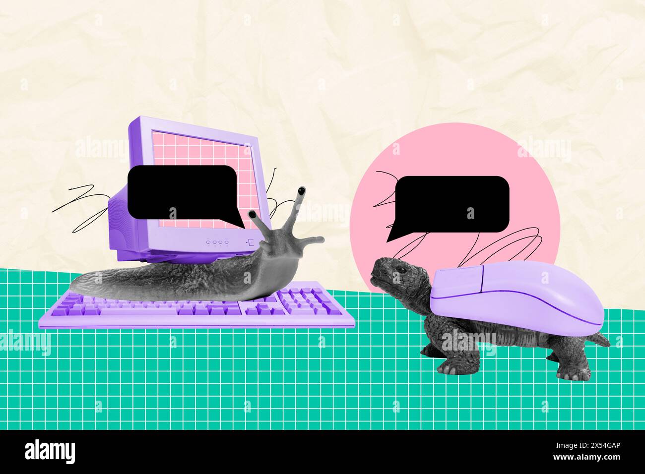 Creative picture collage turtle mouse shell textbox communication ...