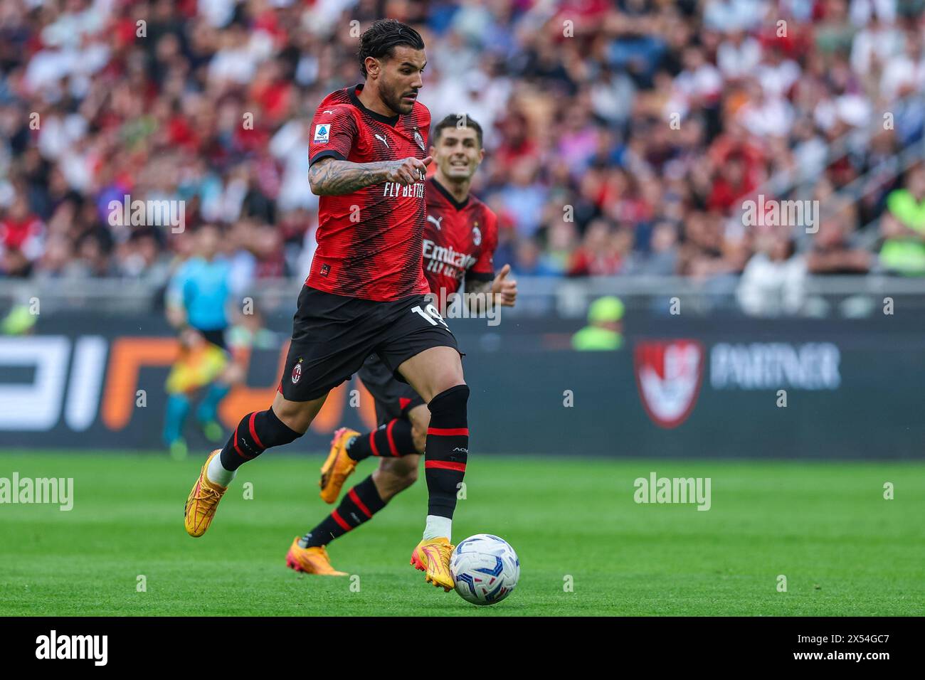 Theo Hernandez of AC Milan seen in action during Serie A 2023/24 ...