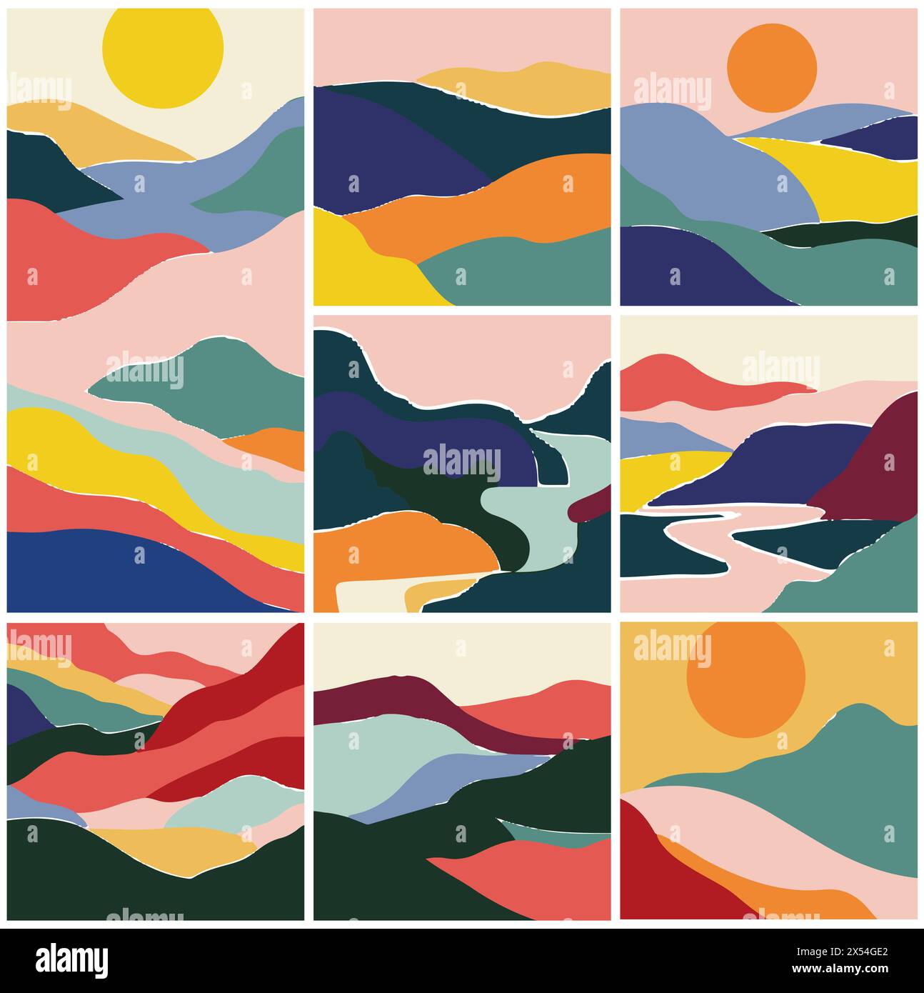 Abstract Landscape Color Blocks Series Stock Vector Image & Art - Alamy