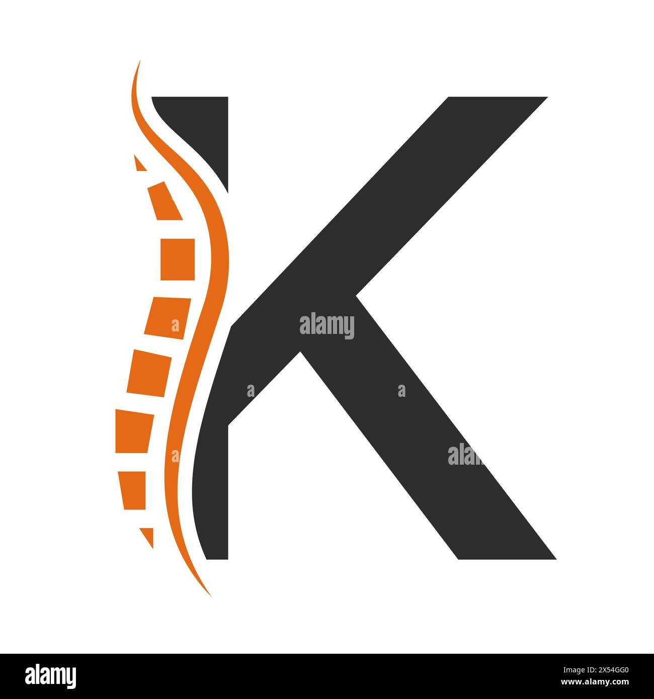 Letter K Backbone Logo Concept For Healthcare Symbol. Back Pain Sign ...