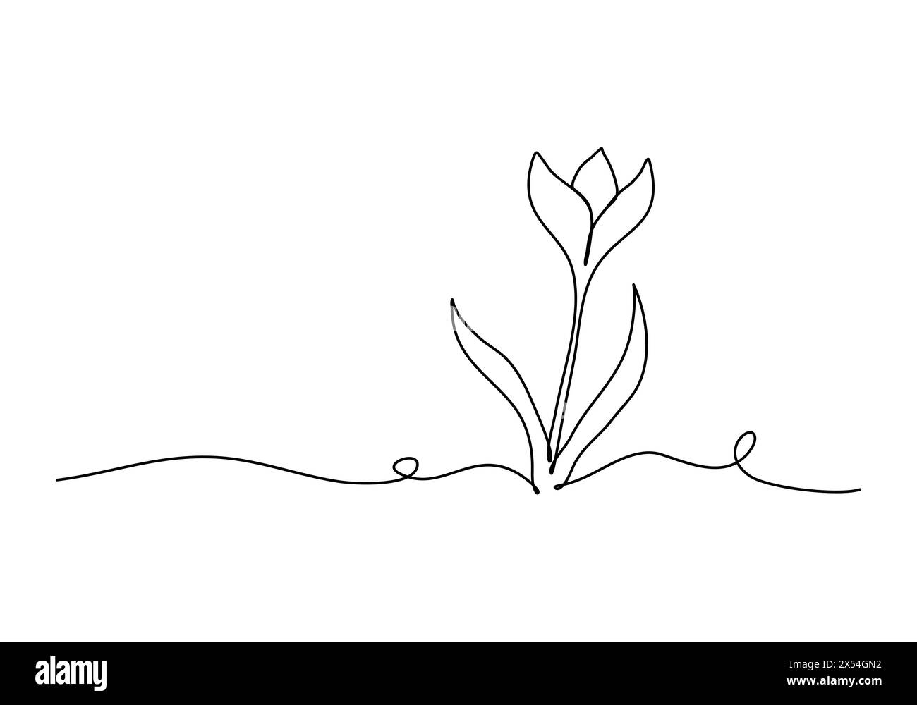 Flower, one line drawing vector illustration Stock Vector Image & Art ...