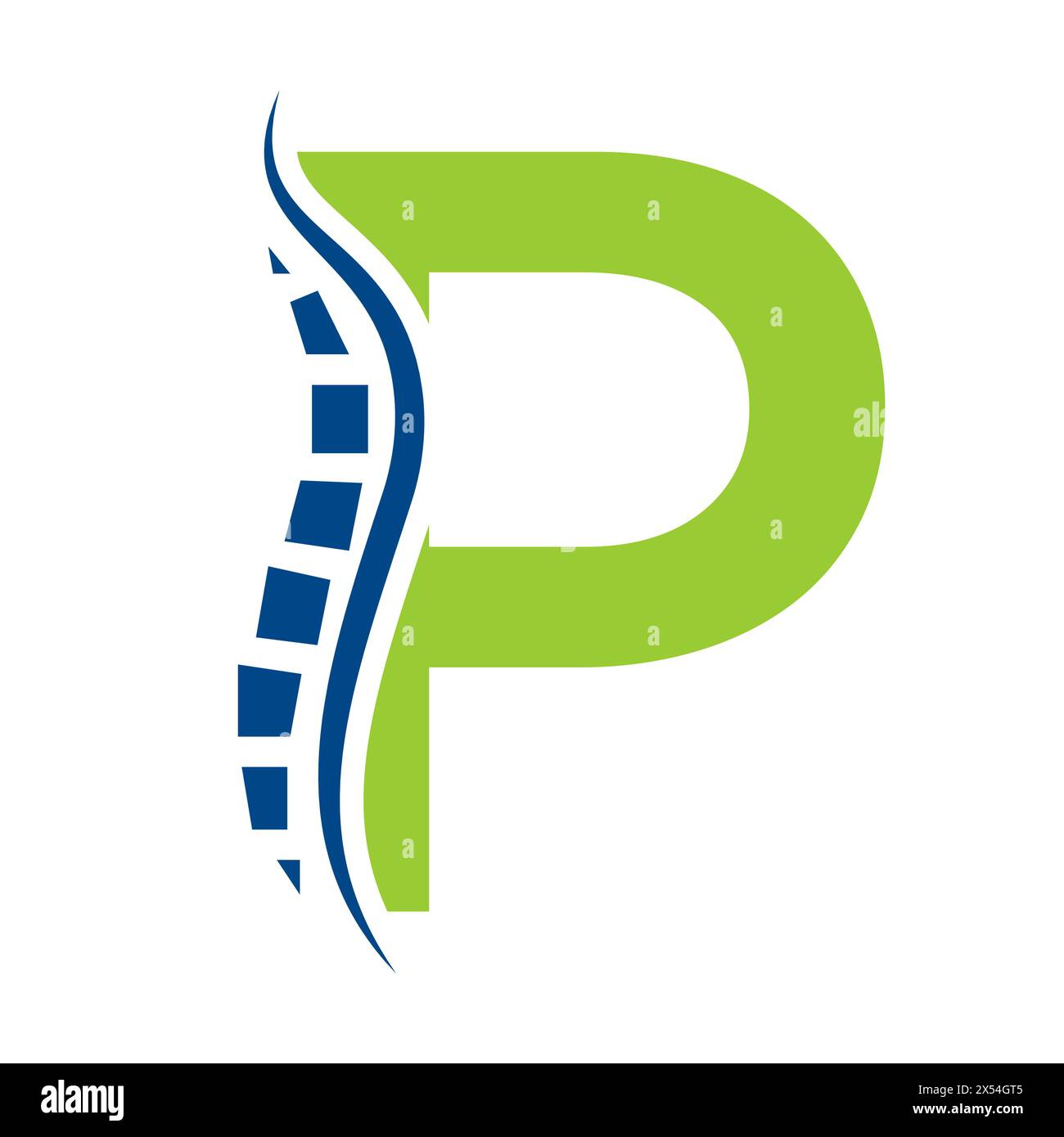 Letter P Backbone Logo Concept For Healthcare Symbol. Back Pain Sign ...
