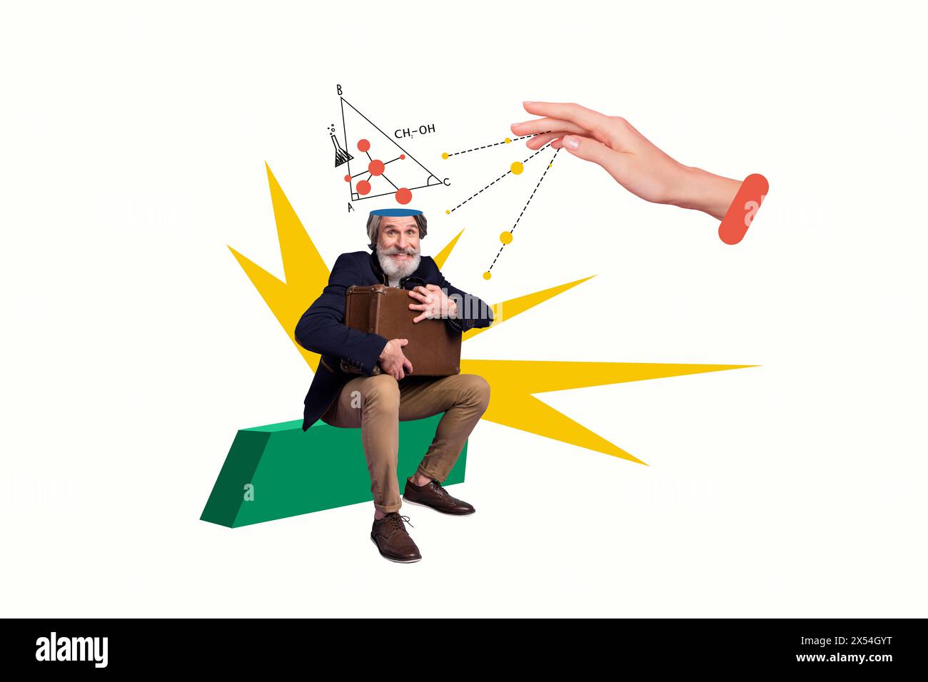 Composite photo collage artwork image of aged person man professor ...