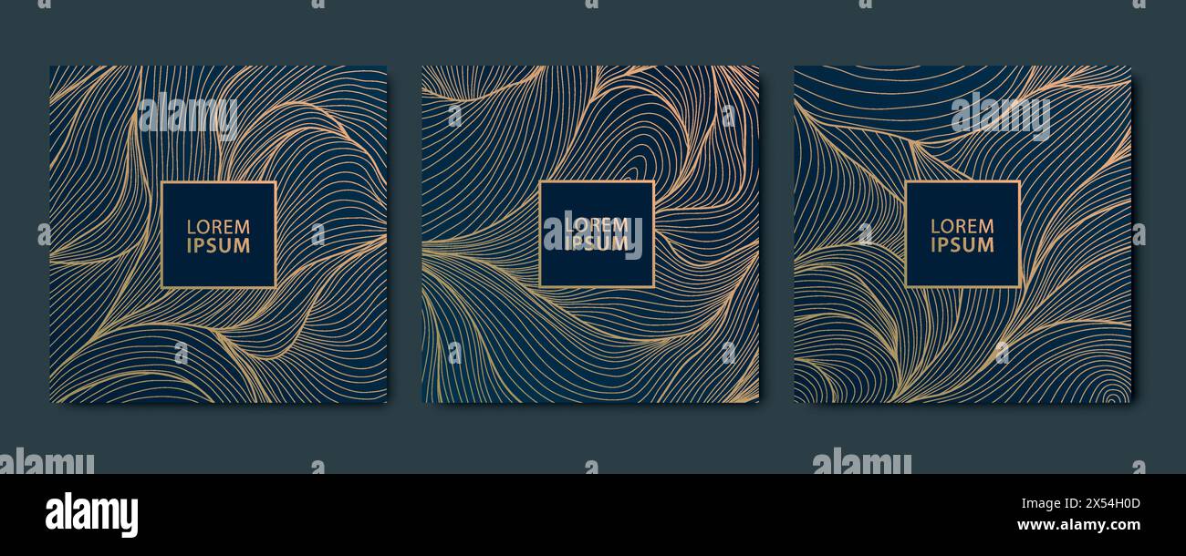 Vector set japanese style wave patterns, sea, organic line textures ...