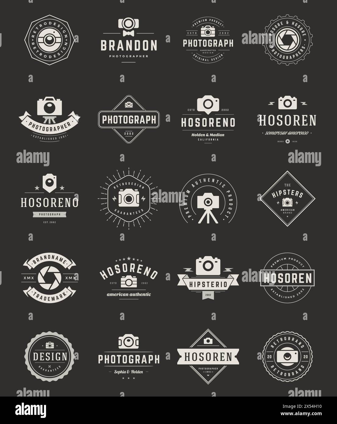Photography Logos, Badges and Labels Design Elements set. Photo camera ...