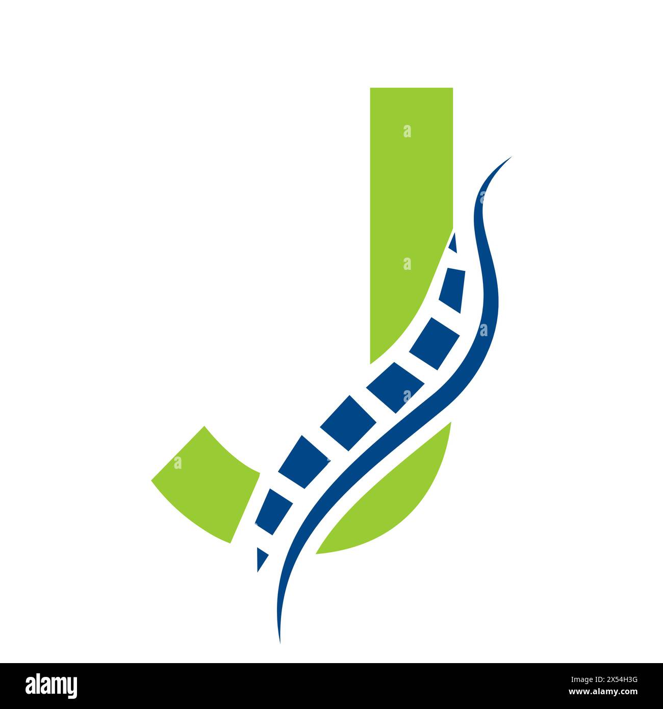 Letter J Backbone Logo Concept For Healthcare Symbol. Back Pain Sign ...
