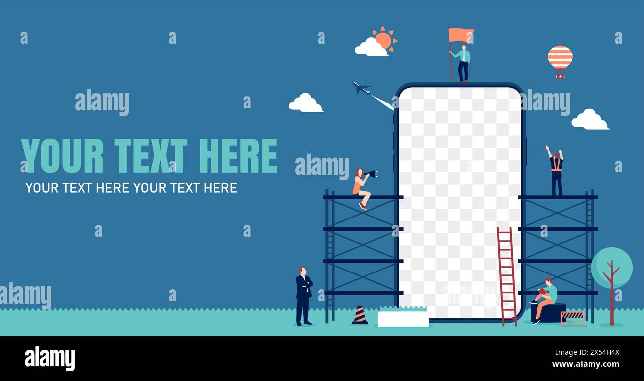 Vector banner illustration with smartphone motif (design space on ...