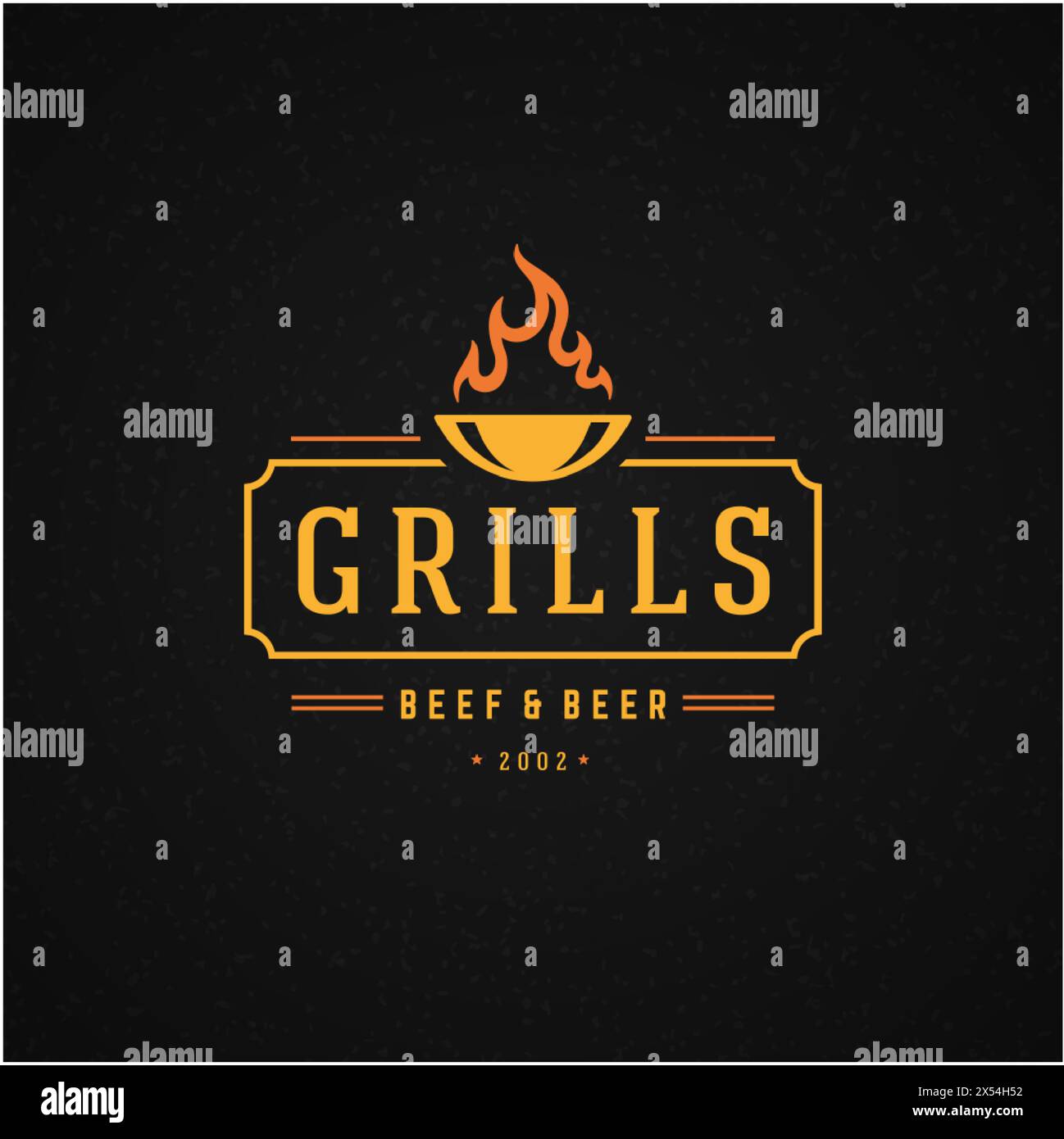 Grill Design Element in Vintage Style for Logotype, Label, Badge and ...