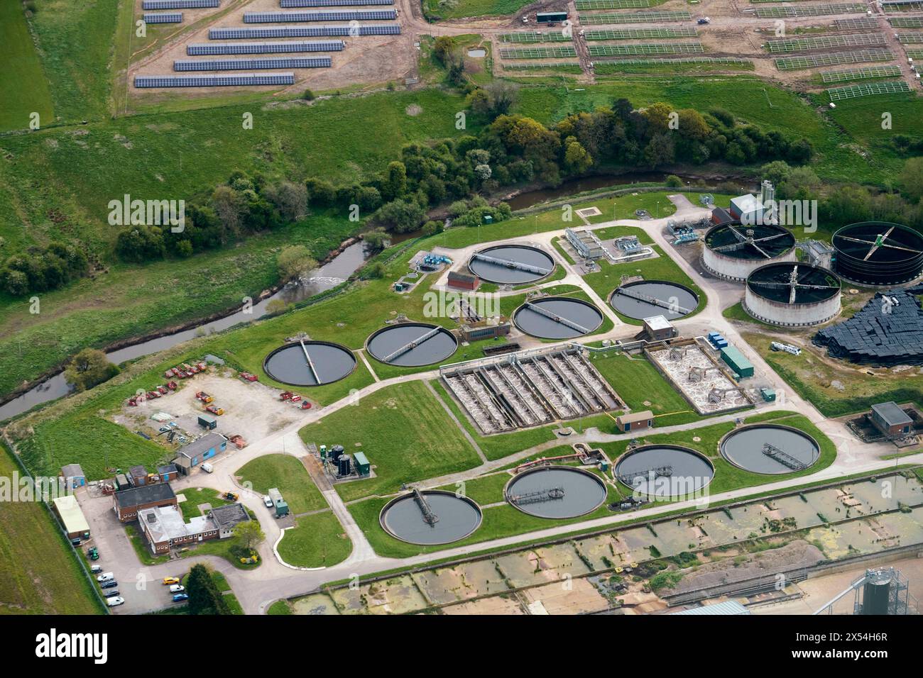 An aerial view of Water treatment works under improvement, north west ...