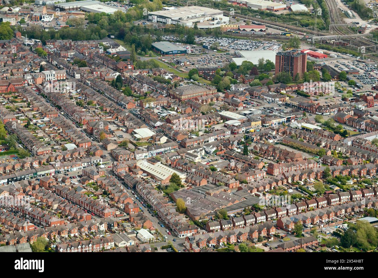 An aerial view of Crewe town centre, north west England, UK Stock Photo ...