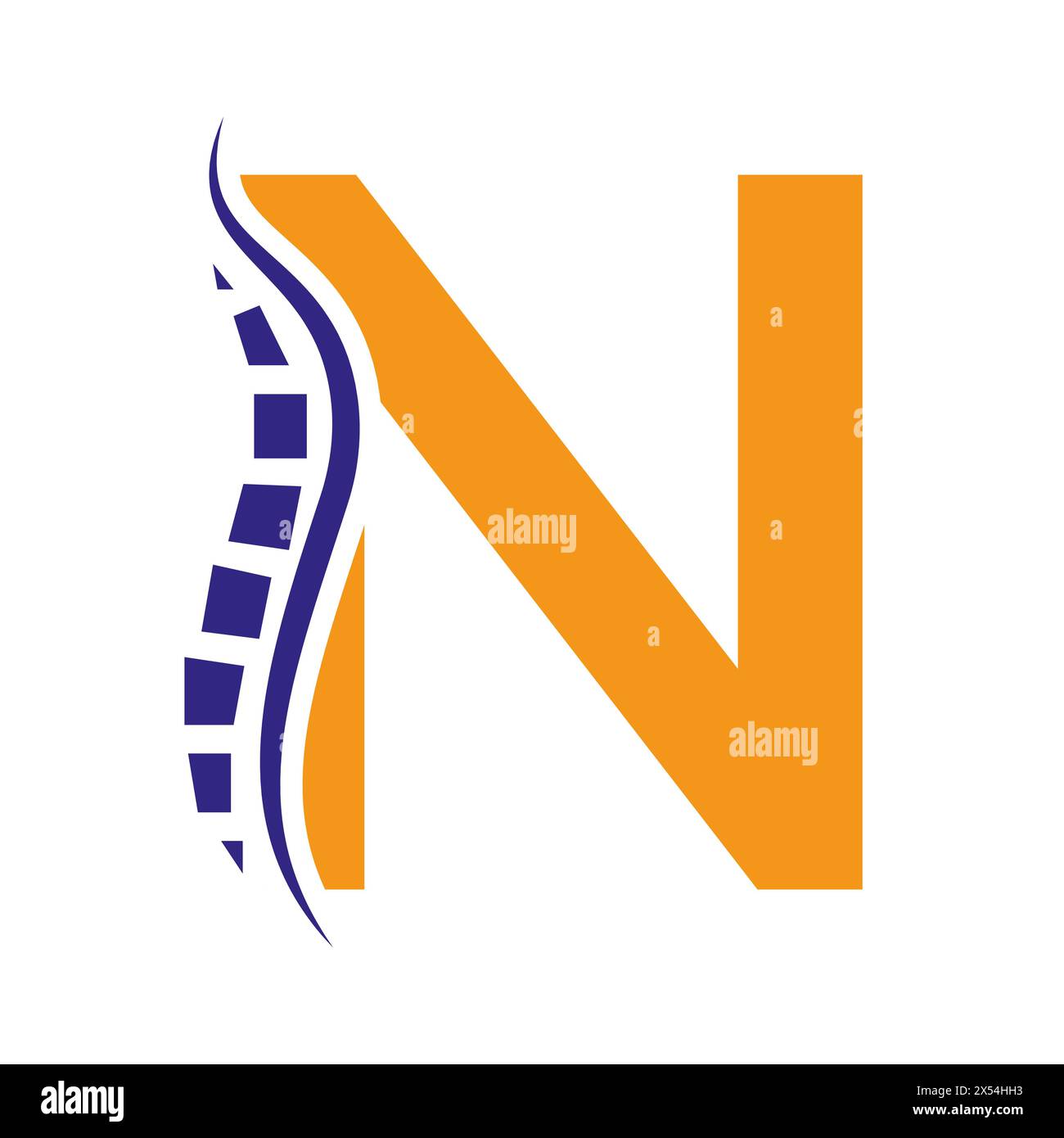 Letter N Backbone Logo Concept For Healthcare Symbol. Back Pain Sign ...