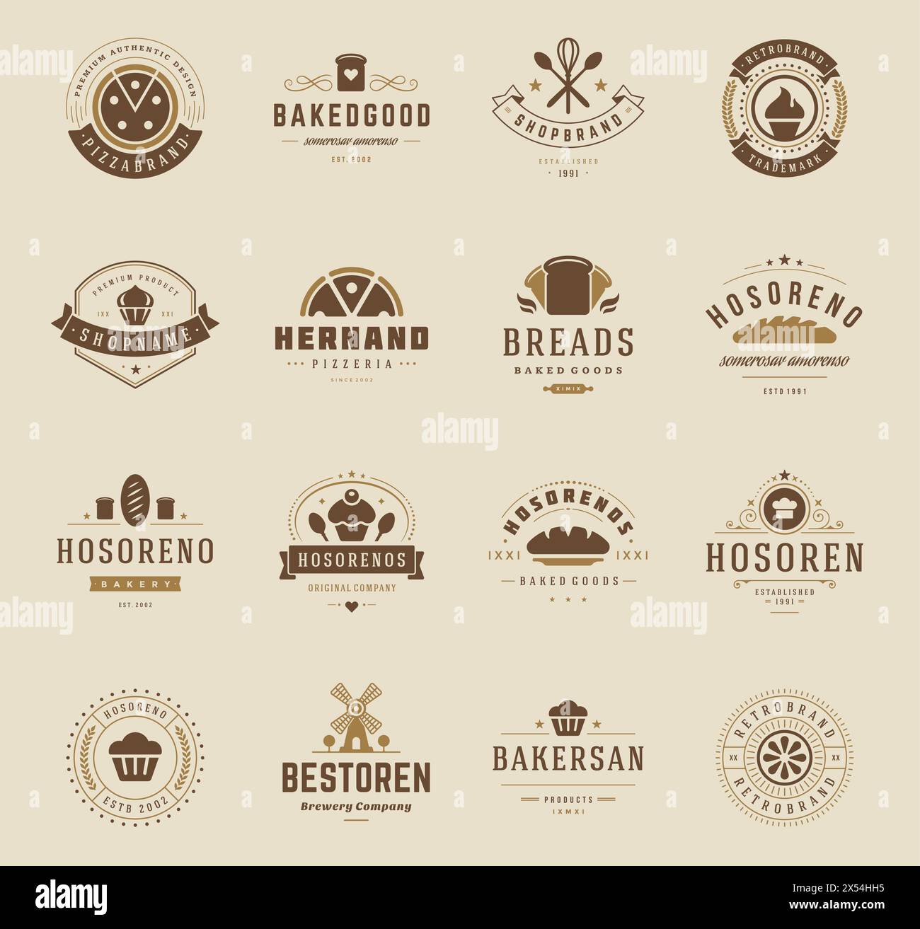 Bakery Shop Logos, Badges and Labels Design Elements set. Bread, cake ...
