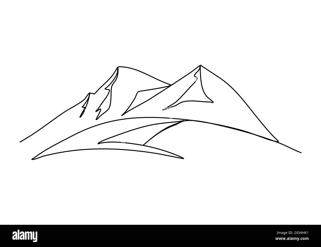Mountains. One line drawing vector illustration Stock Vector Image ...