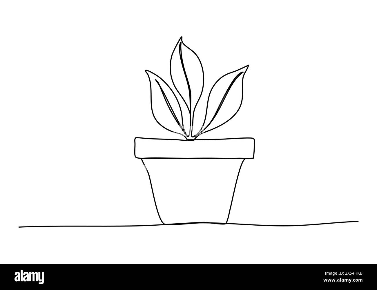 Plant in a pot. One line drawing vector illustration Stock Vector Image ...