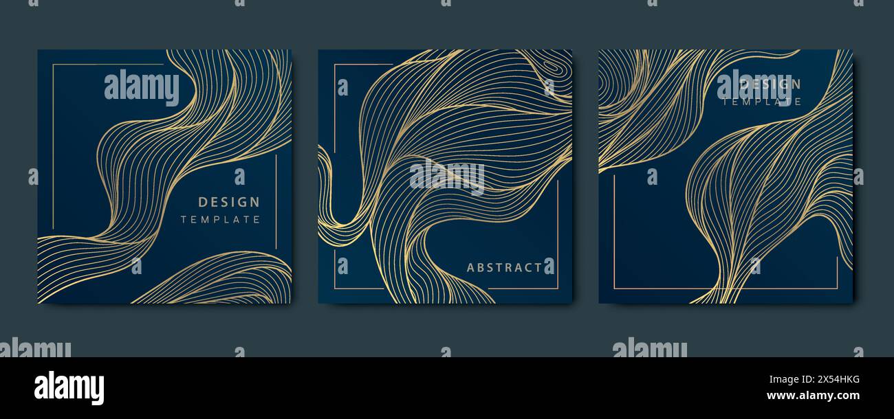 Vector set japanese style wave patterns, sea, organic line textures ...