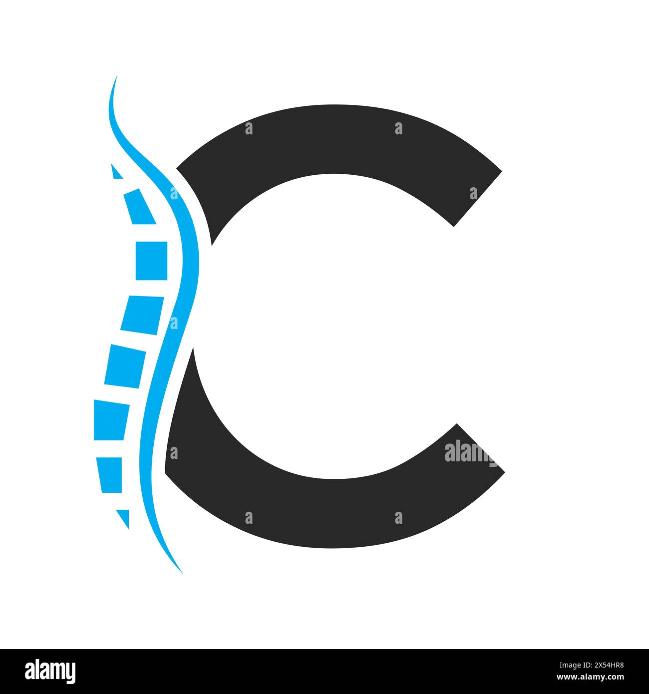 Letter C Backbone Logo Concept For Healthcare Symbol. Back Pain Sign ...