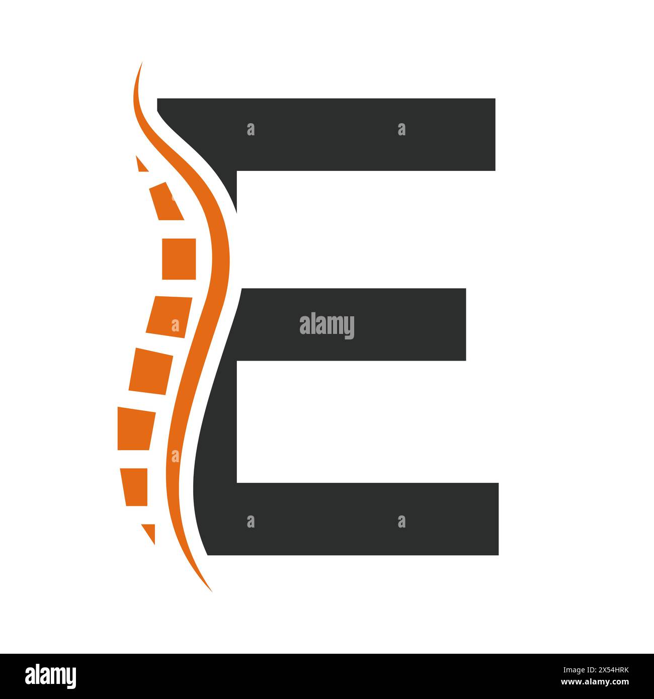 Letter E Backbone Logo Concept For Healthcare Symbol. Back Pain Sign ...