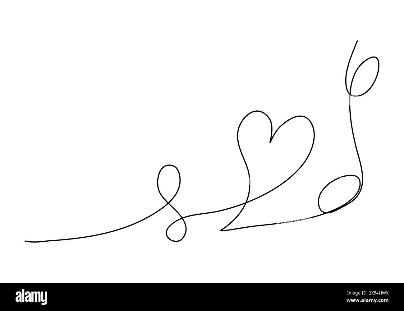 Heart shape leaf, one line drawing vector illustration Stock Vector ...