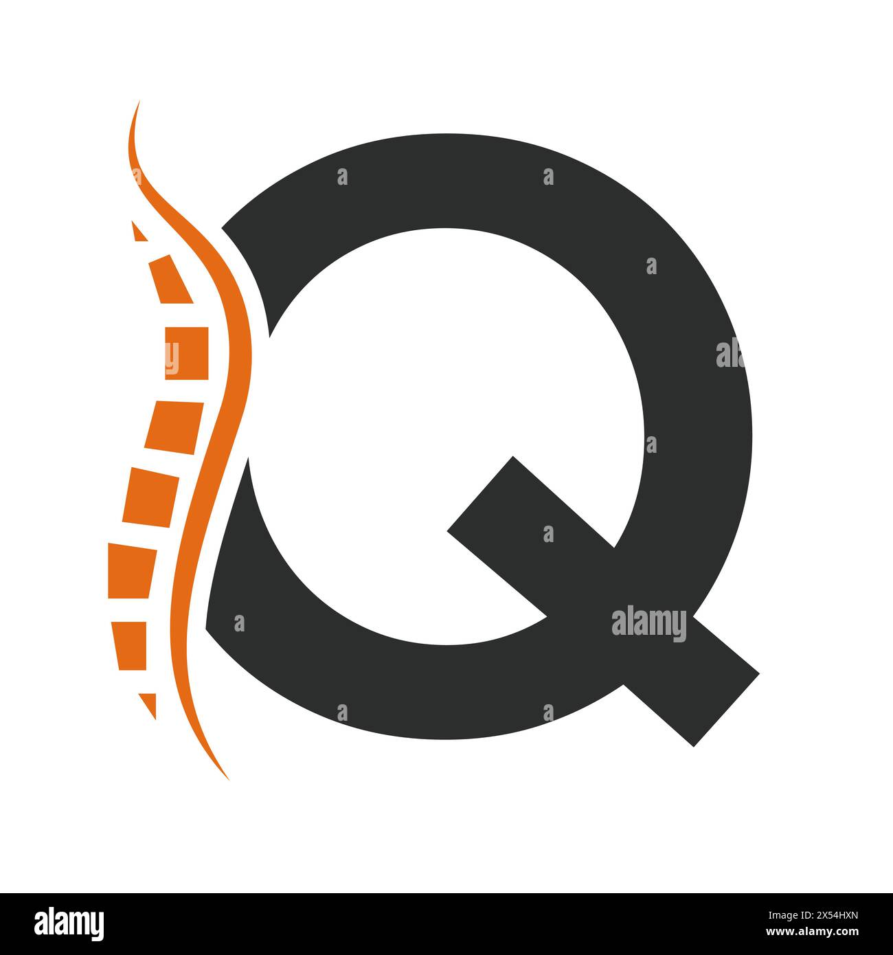 Letter Q Backbone Logo Concept For Healthcare Symbol. Back Pain Sign ...