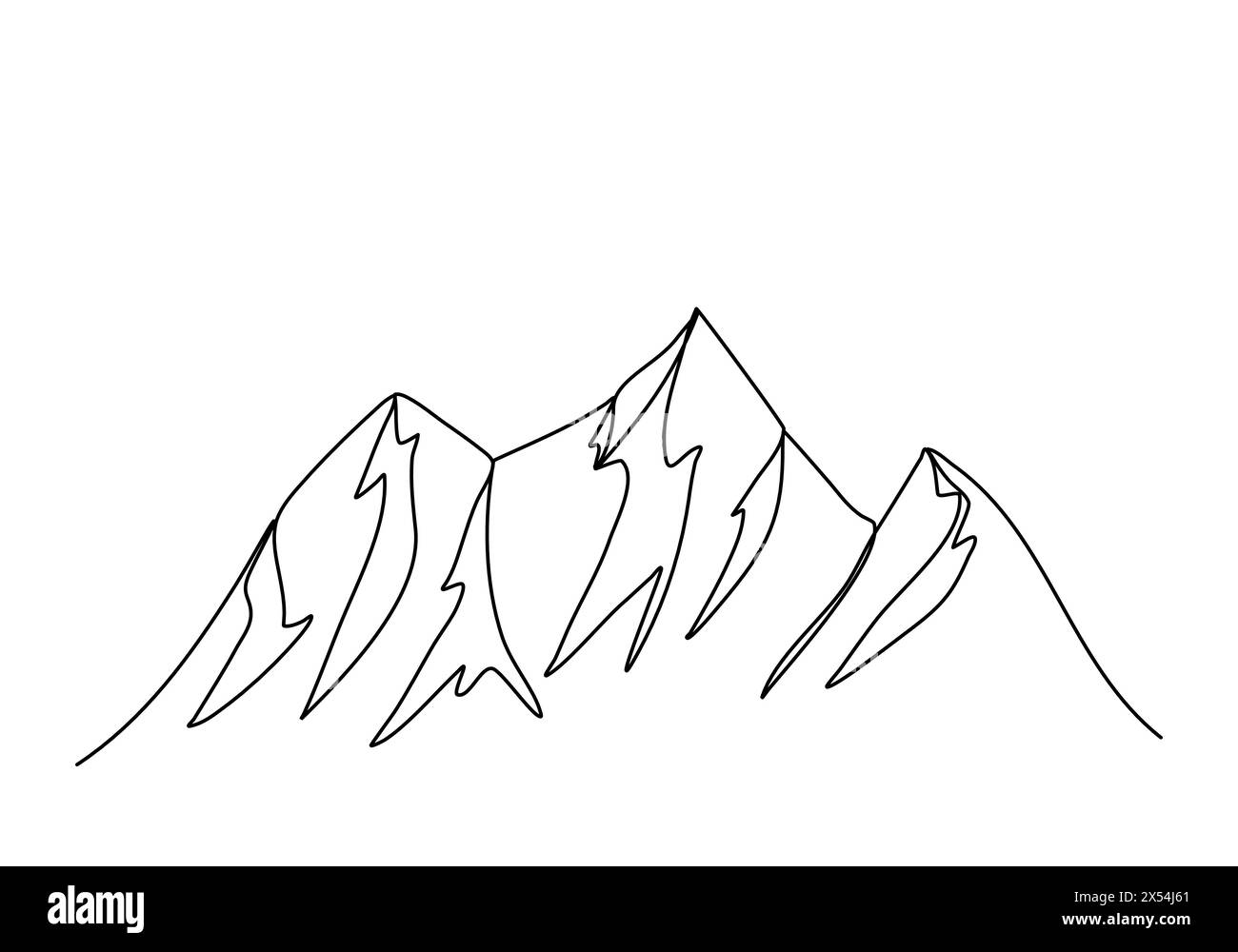 Mountains one line drawing vector illustration Stock Vector Image & Art ...