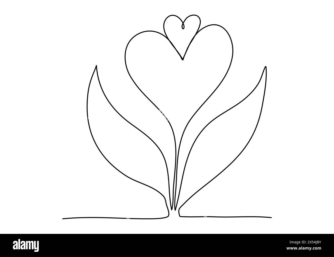 Plant with a sign of heart. One line drawing vector illustration Stock ...
