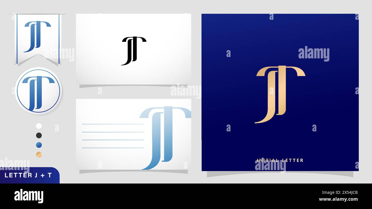 a set of business cards with the letter JT, Luxury Initial Letters J ...