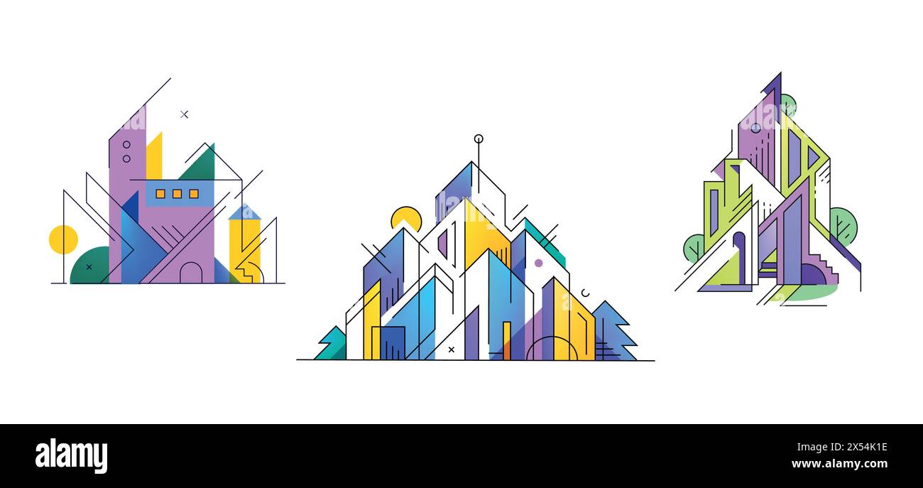 Vector set of logo buildings, real estate logos, city architecture ...