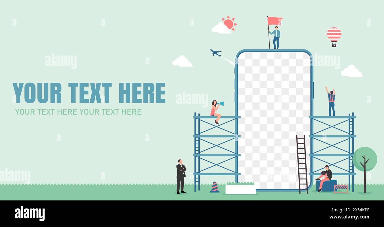Vector banner illustration with smartphone motif (design space on ...