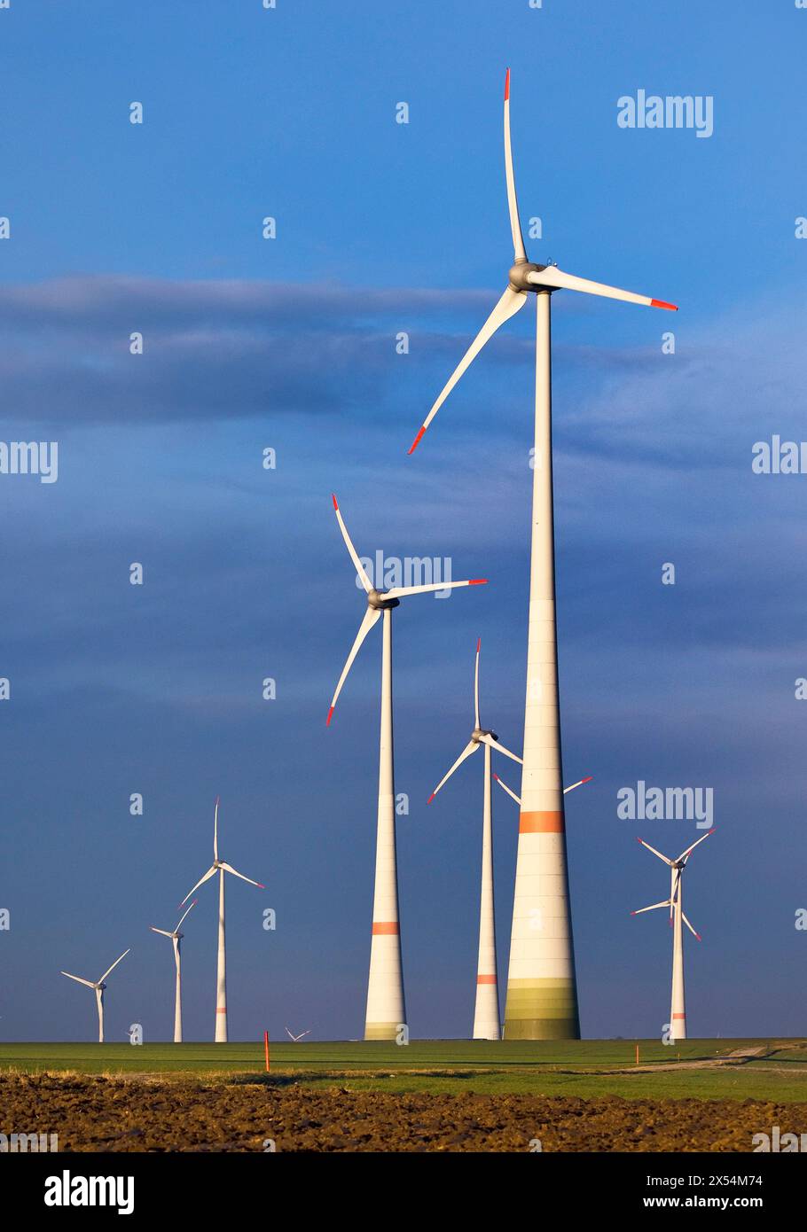 Wind turbines on the Paderborn plateau, Germany, North Rhine-Westphalia ...