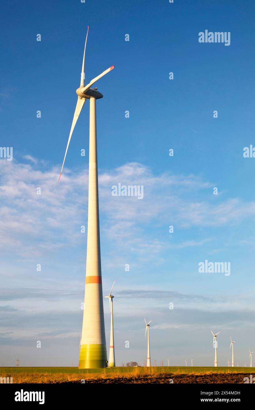Wind turbines on the Paderborn plateau, Germany, North Rhine-Westphalia ...