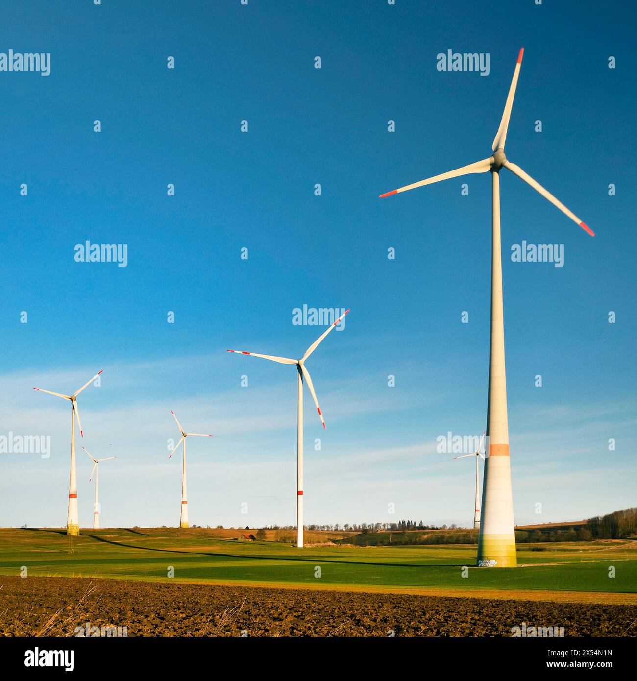 Wind turbines on the Paderborn plateau, Germany, North Rhine-Westphalia ...