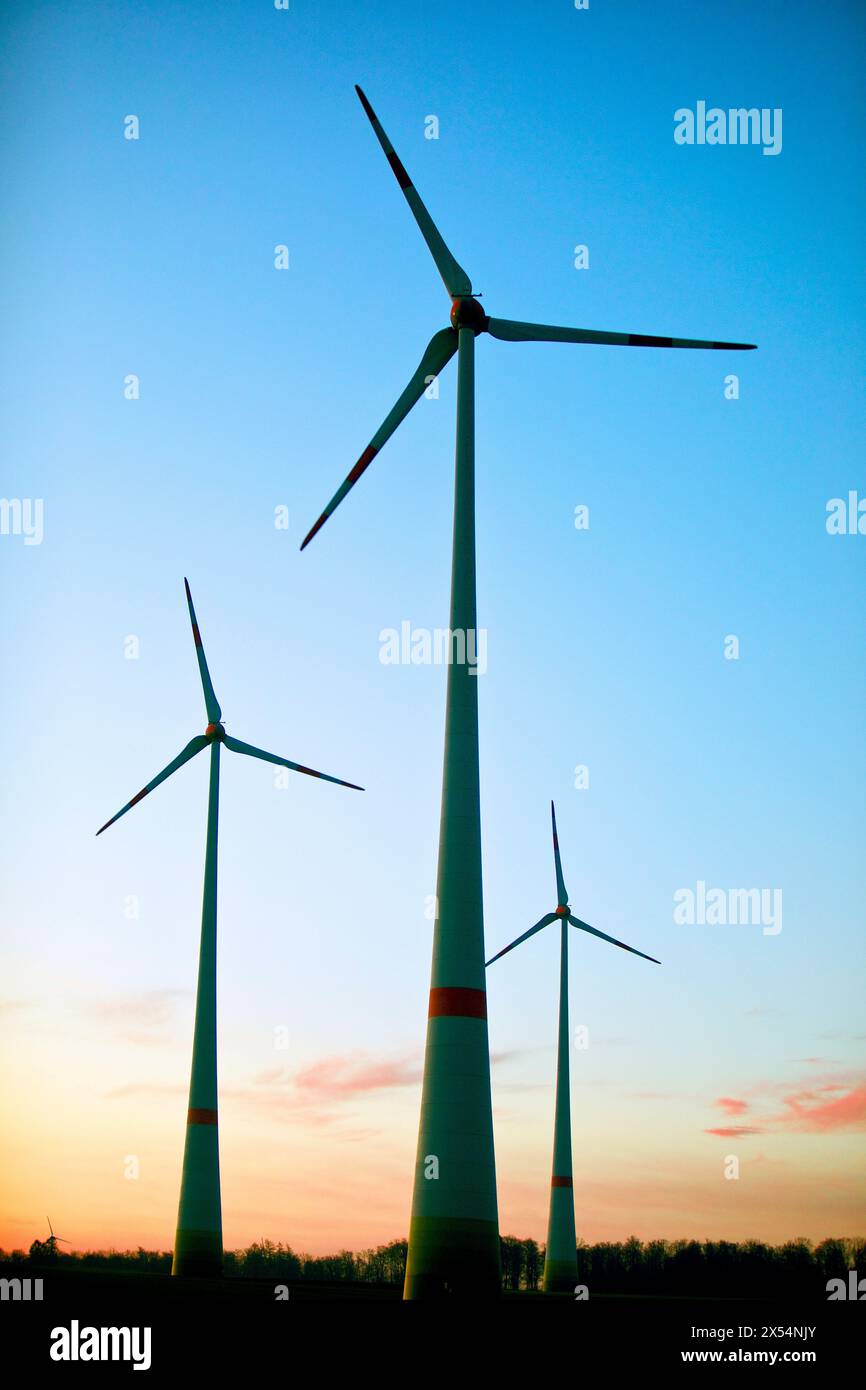 Wind turbines on the Paderborn plateau, Windpark Wevelsburg, Germany ...