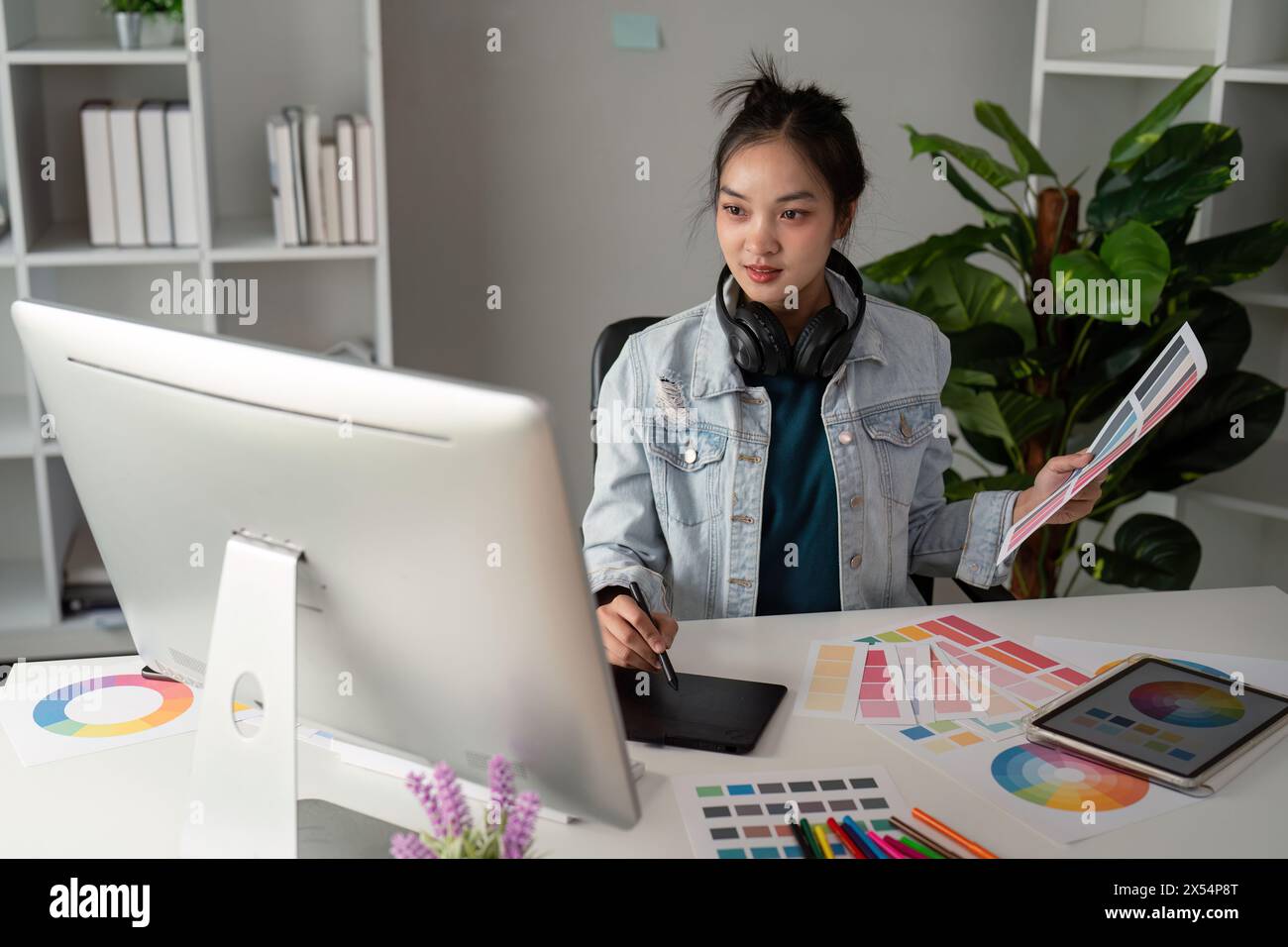 UX designer. Work on creative applications. Man with a palette in his ...