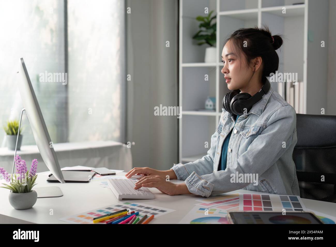 UX designer. Work on creative applications. Man with a palette in his ...