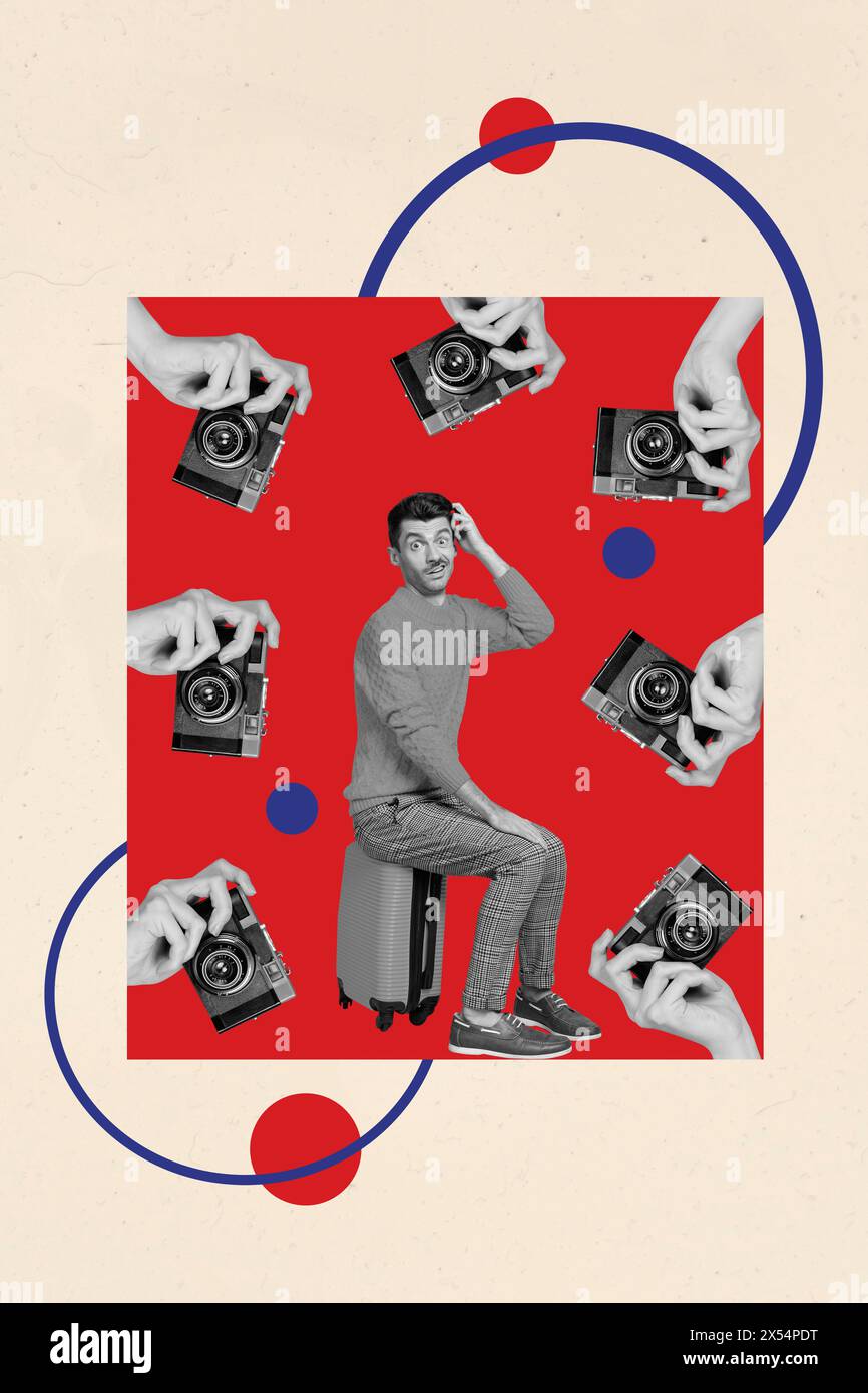 Composite trend artwork sketch image photo collage of young confused ...